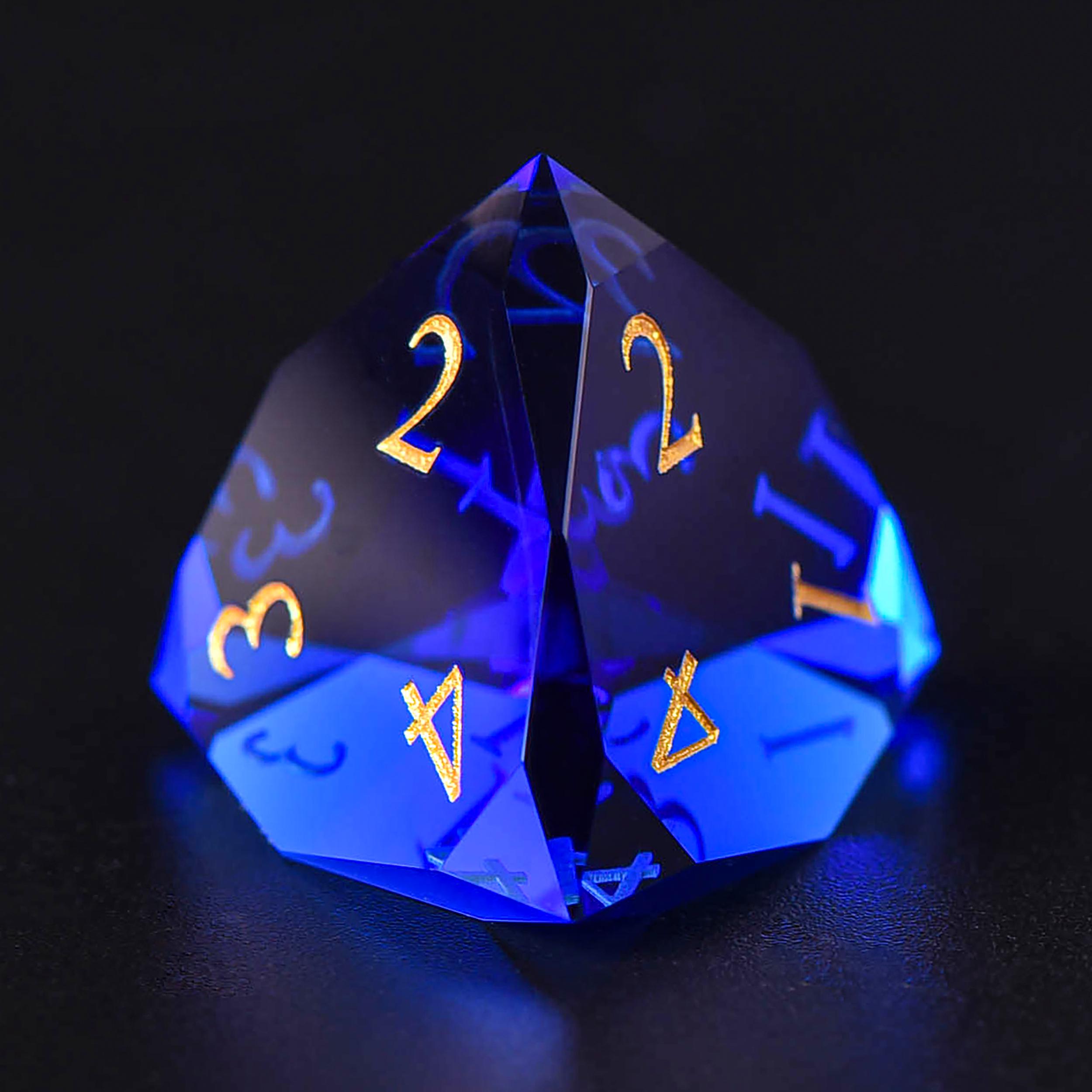 Dwarf Cut Sapphire Blue Zircon Glass DND Dice Set | Gemstone RPG Dice ...