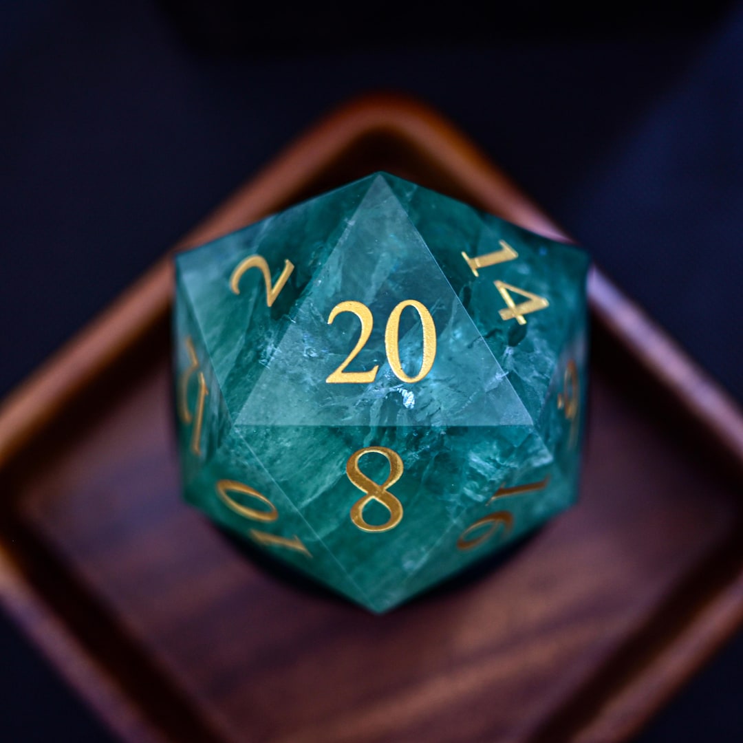 90MM Green Fluorite D20 Dice: Handcrafted Crystal RPG Dice - Etsy