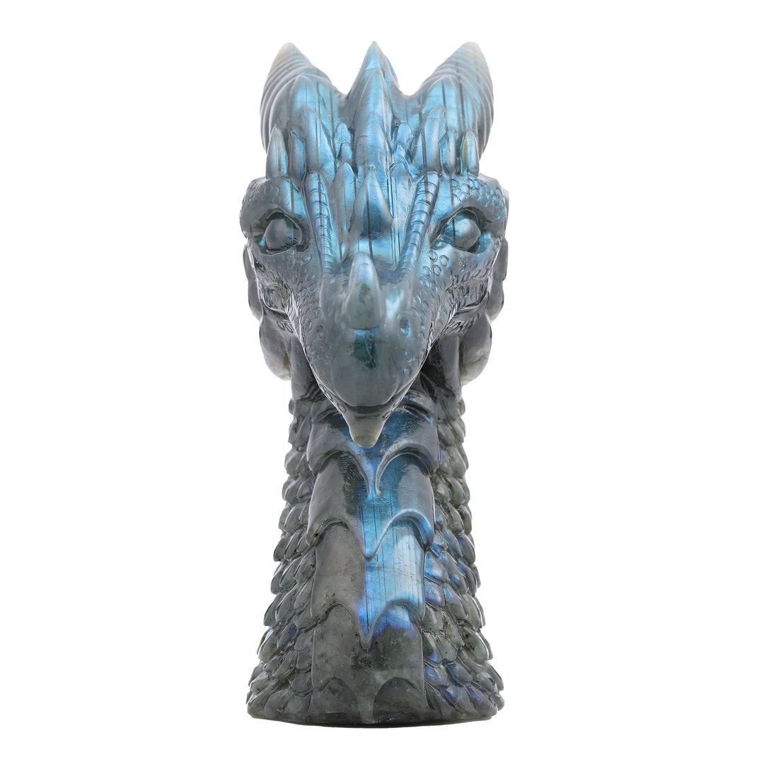 Hand Carved Labradorite Dragon Head: Flashy Crystal Decor (4.0") - Etsy