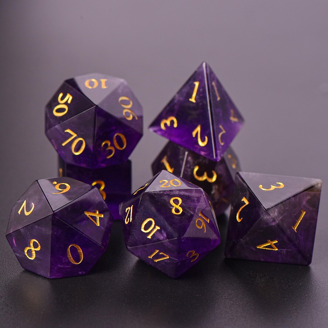 Amethyst Gemstone Dice Set: Polyhedral D&D Gaming Dice - Etsy