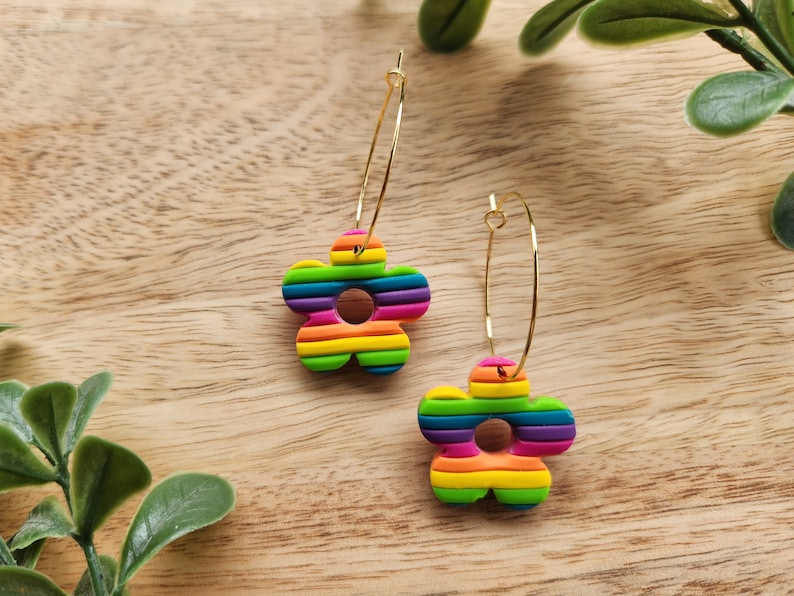 Lisa Frank Inspired Neon Pride Earrings Polymer Clay - Etsy