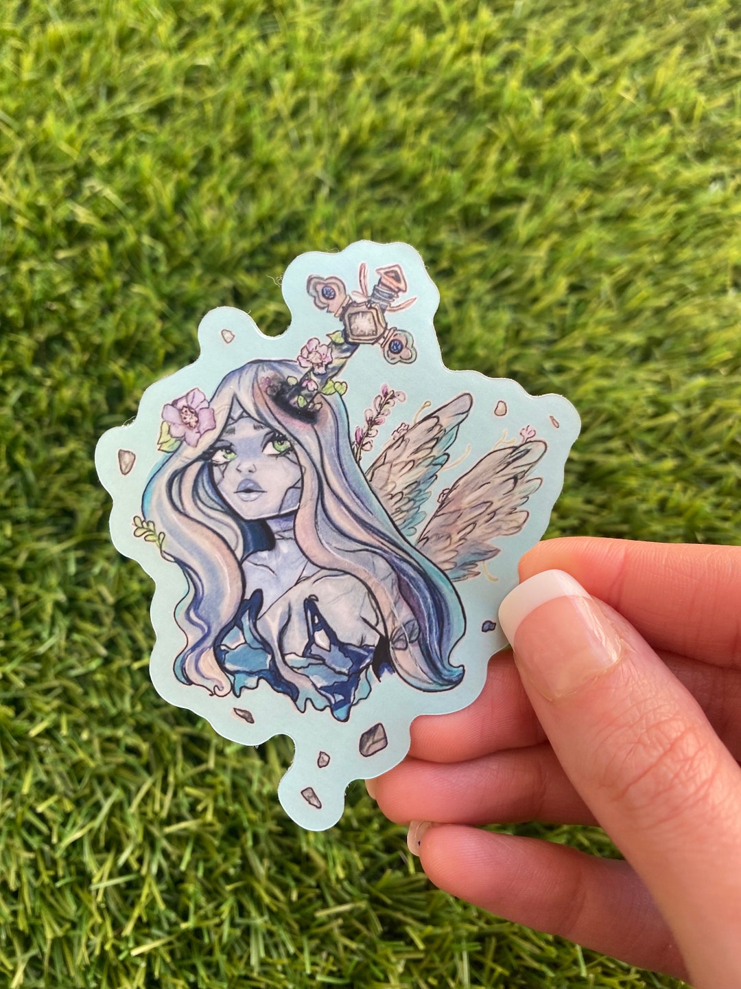 Holographic Sticker Anime Girl , Gargoyle Angel Sticker, Swords , - Etsy