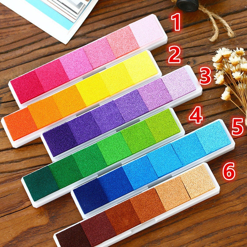 6 Pcs Graduated Colors Strip Ink Pad Rainbow Ink Pad Green - Etsy