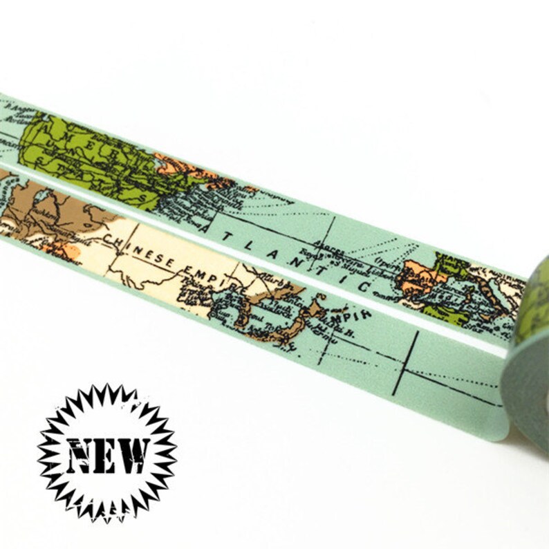World Map Washi Tape Map Washi Tape Nautical Map Washi Tape | Etsy