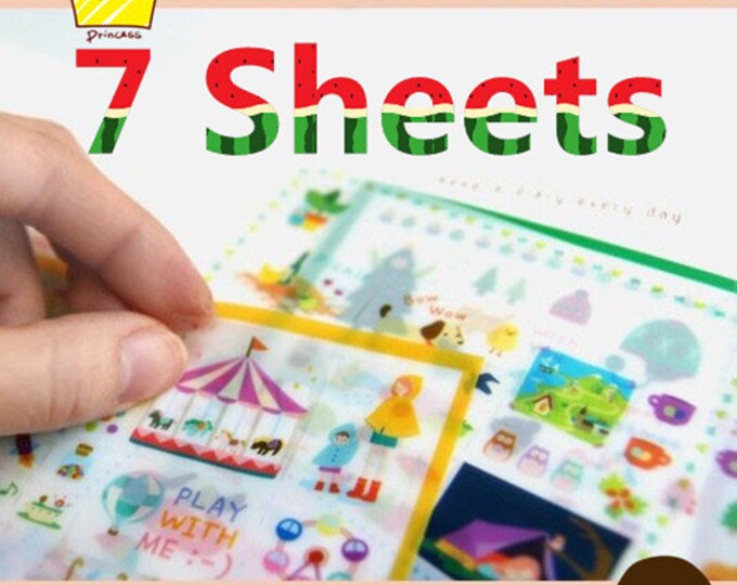 7 Sheets Cute Sticker Deco Sticker Korean Sticker - Etsy