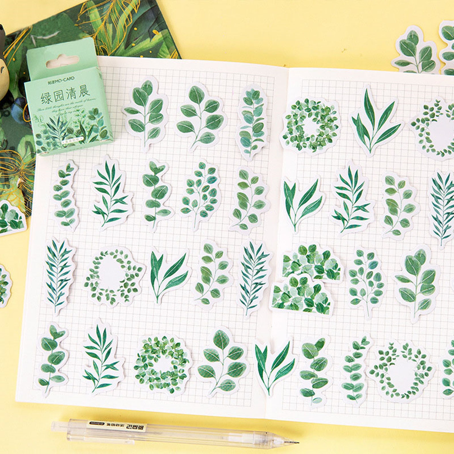 45pcs/pack Paper Sticker Green Sticker Sticker Set Leaf | Etsy