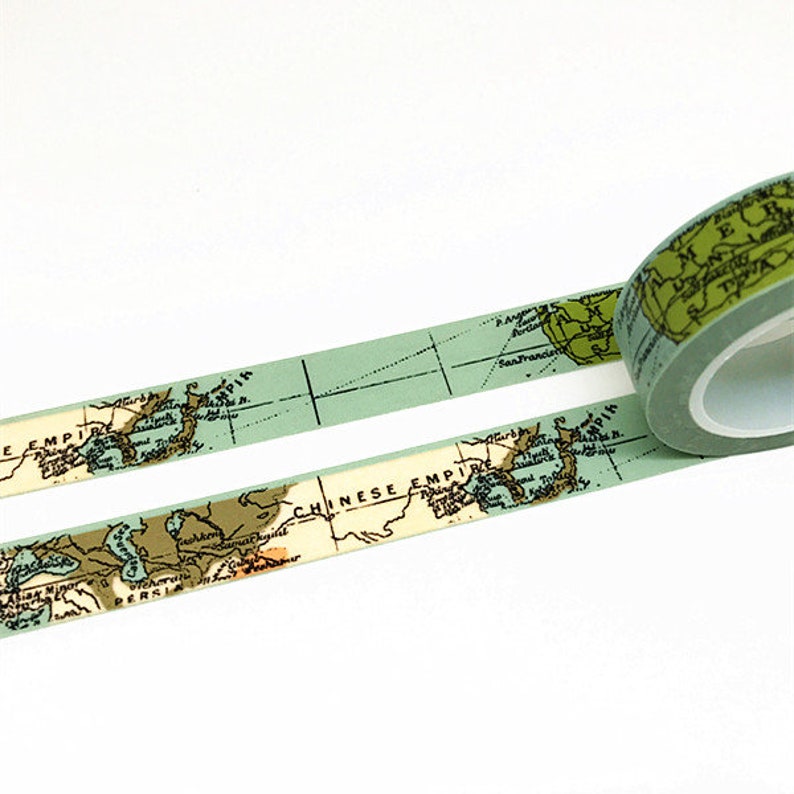 World Map Washi Tape Map Washi Tape Nautical Map Washi Tape | Etsy