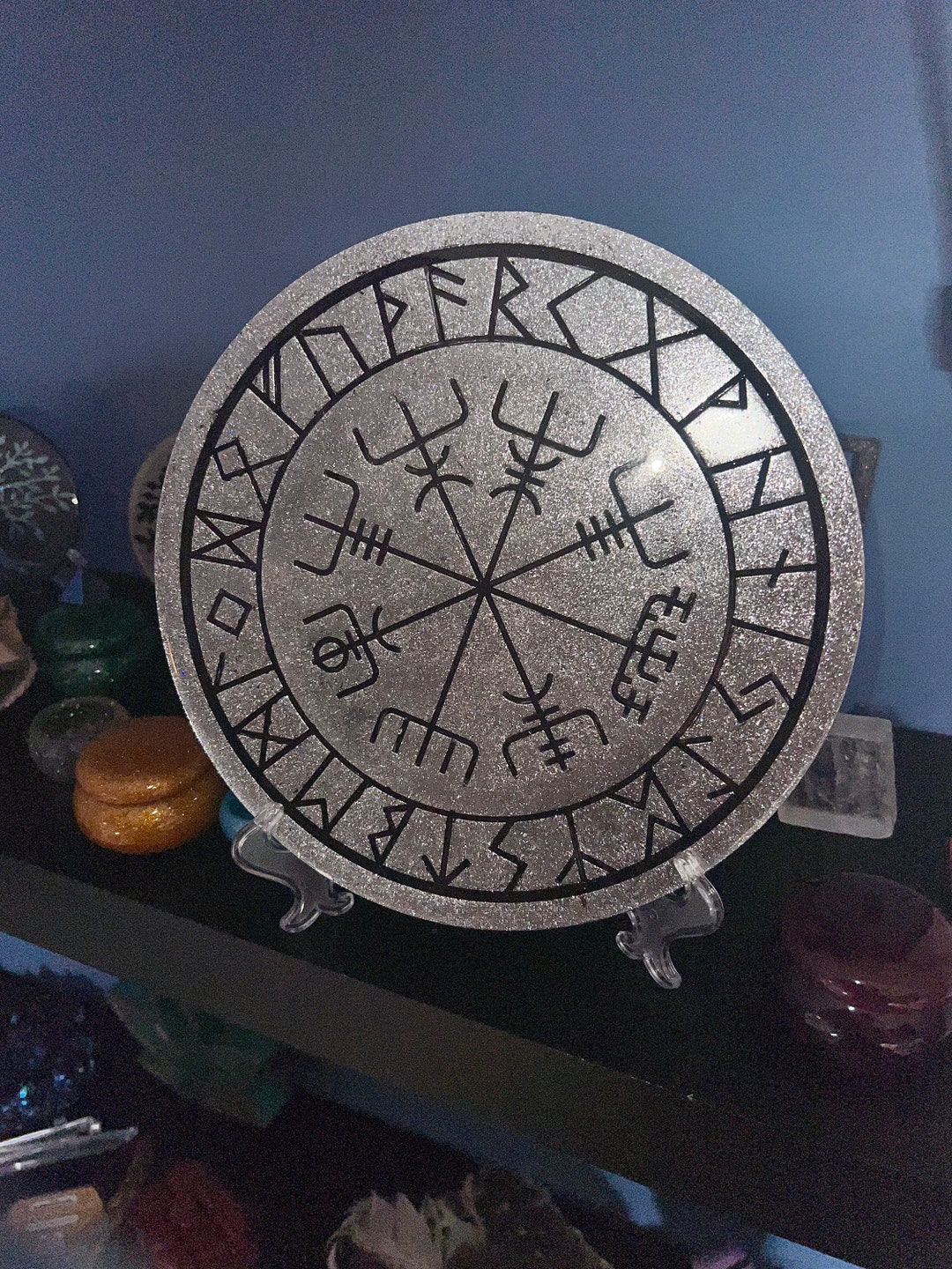 Viking Compass Rune Crystal Grid Tray - Etsy