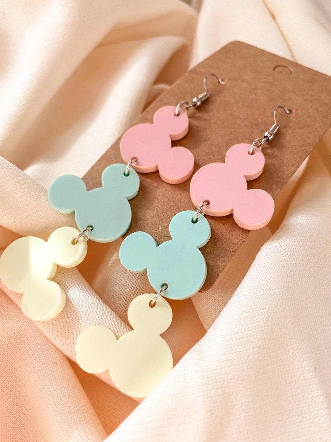 Disney Inspired Pastel Mickey Mouse Earrings | Spring | Mouse Ear ...