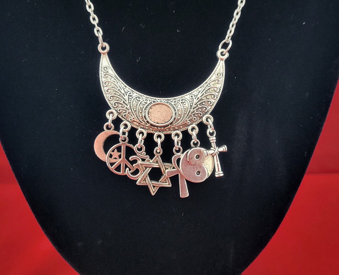 COEXIST CHARM PENDANT Necklace Fancy Silver Tone Connector With Charms ...