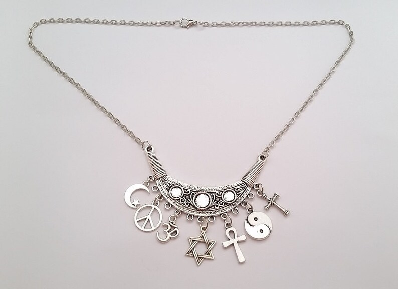 COEXIST CHARM PENDANT Necklace Fancy Silver Tone Connector - Etsy UK