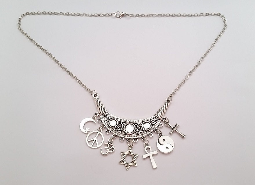 COEXIST CHARM PENDANT Necklace Fancy Silver Tone Connector - Etsy UK