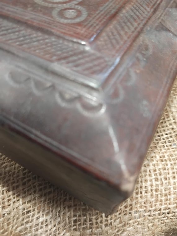 Handmade leather covered storage box,Italian, storage… - Gem