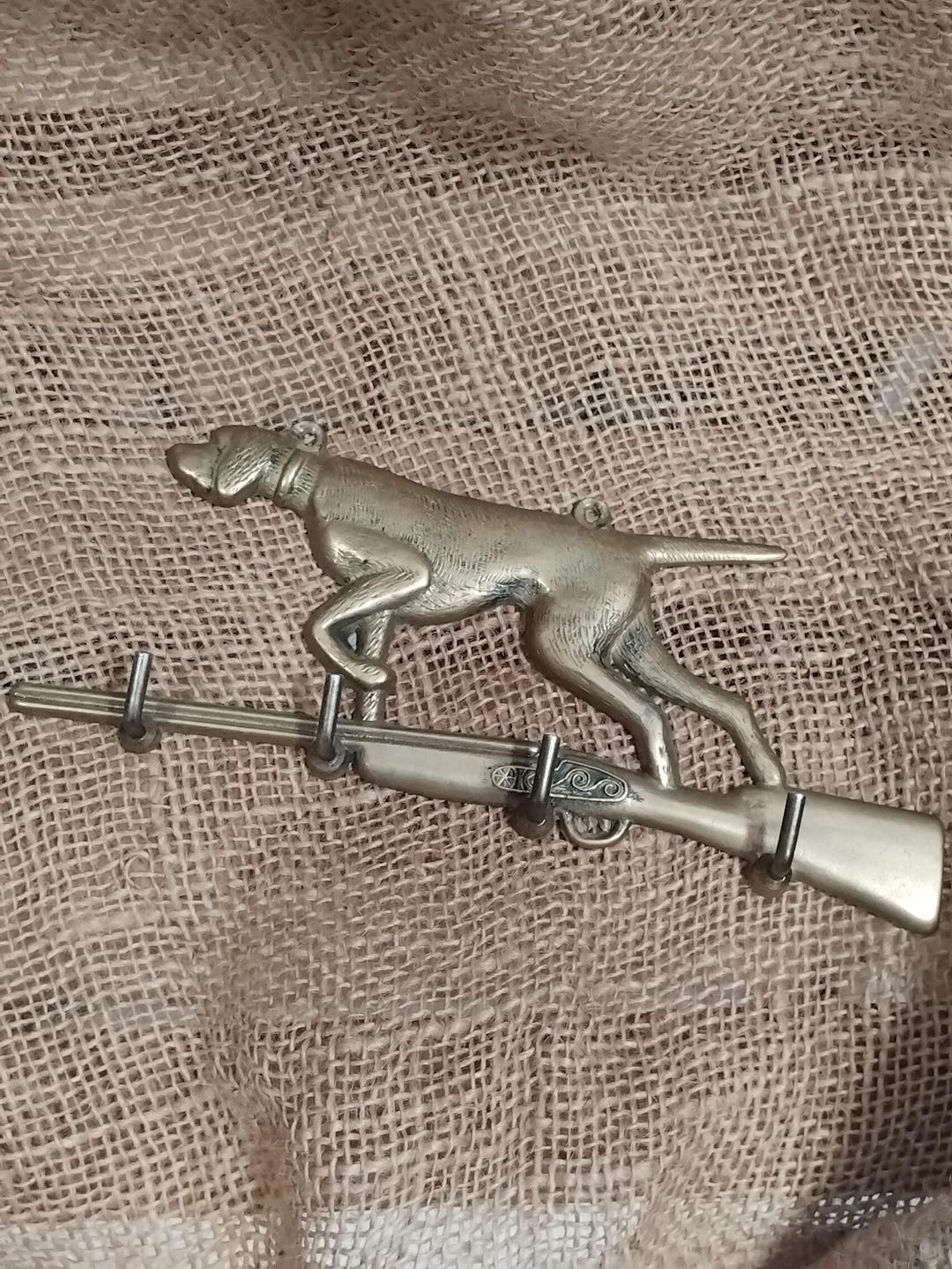 Brass Hunting Dog and Rifle Key Holder Hunting Collectable - Etsy