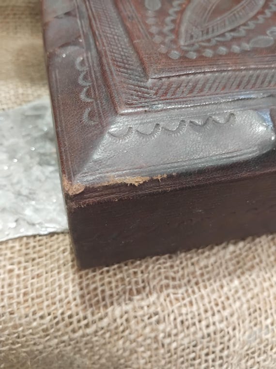 Handmade leather covered storage box,Italian, storage… - Gem