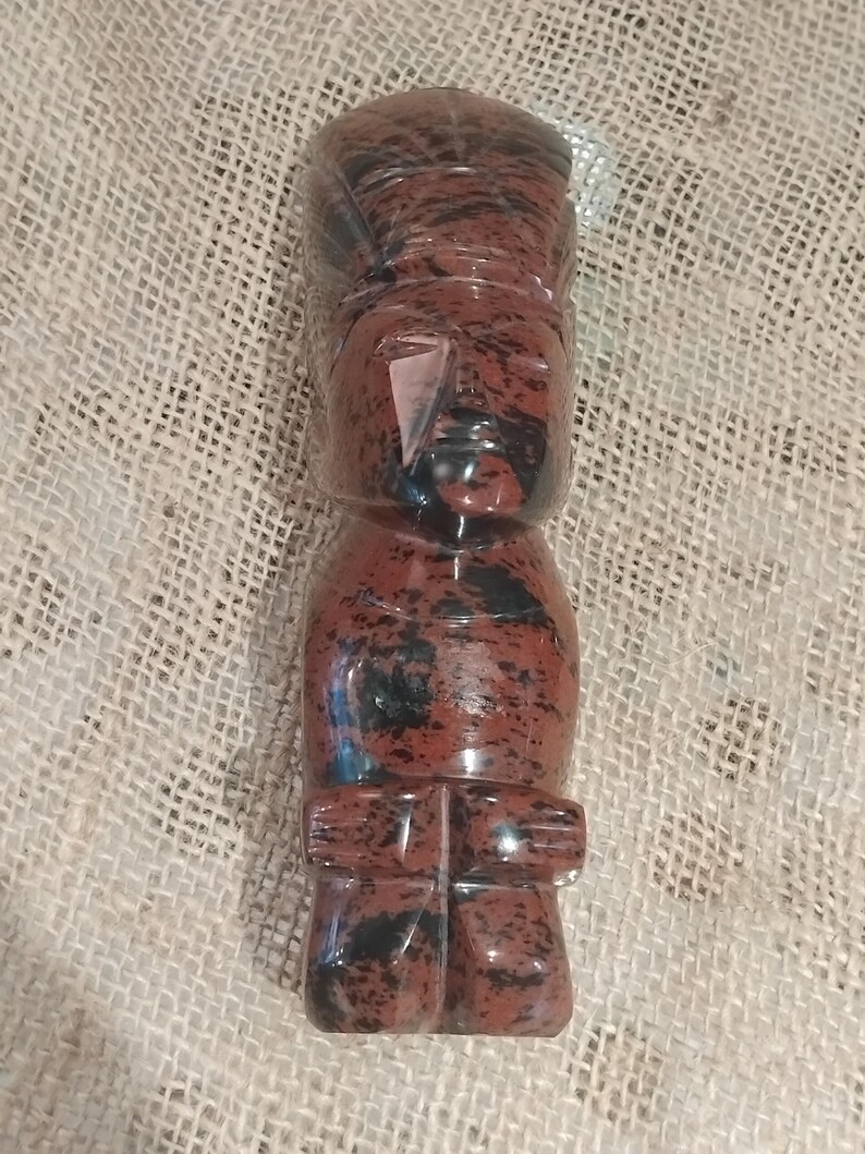 Hand Carved Mahogany Obsidian Mexican God Statue: Fine Art Sculpture - Etsy