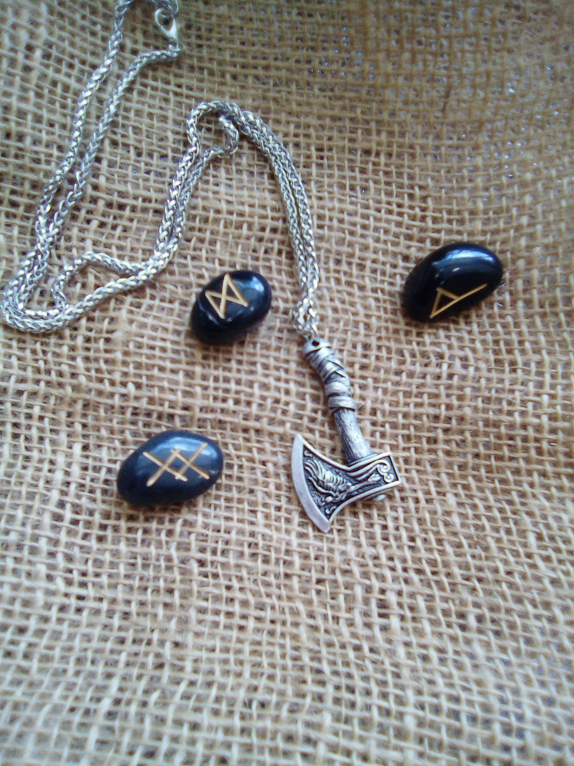 Viking Medieval Axe Hache Pendant in Zinc With Inoxidable Steel Chain ...