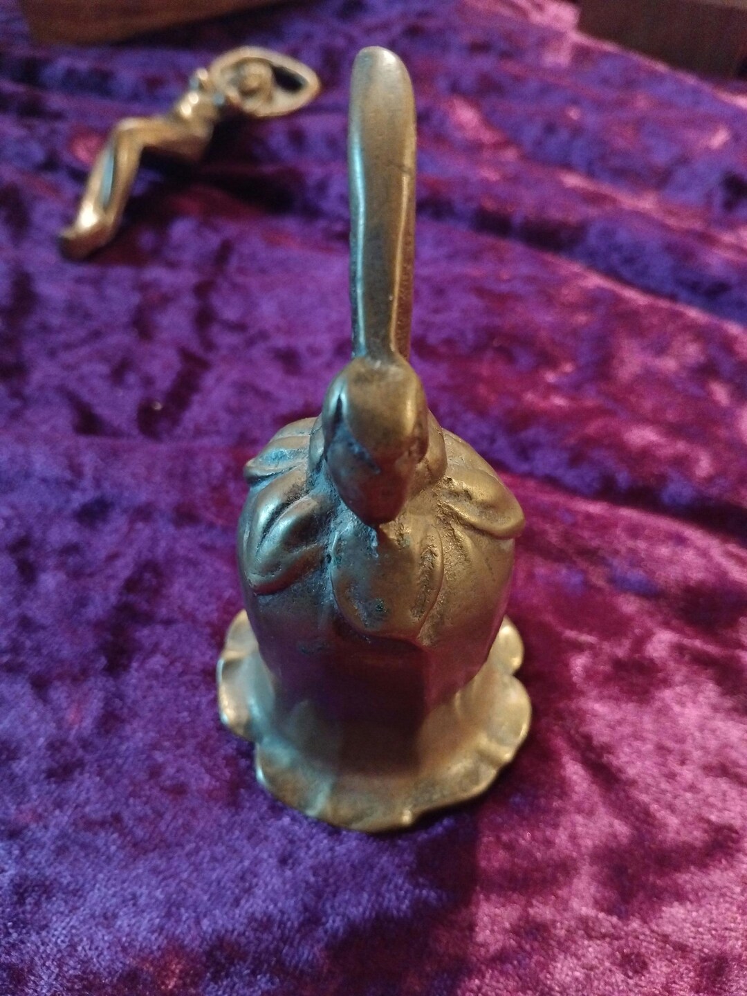 Antique Brass Bell, Art Nouveau Flower Bell, Hand Bell, Novelty Bell ...