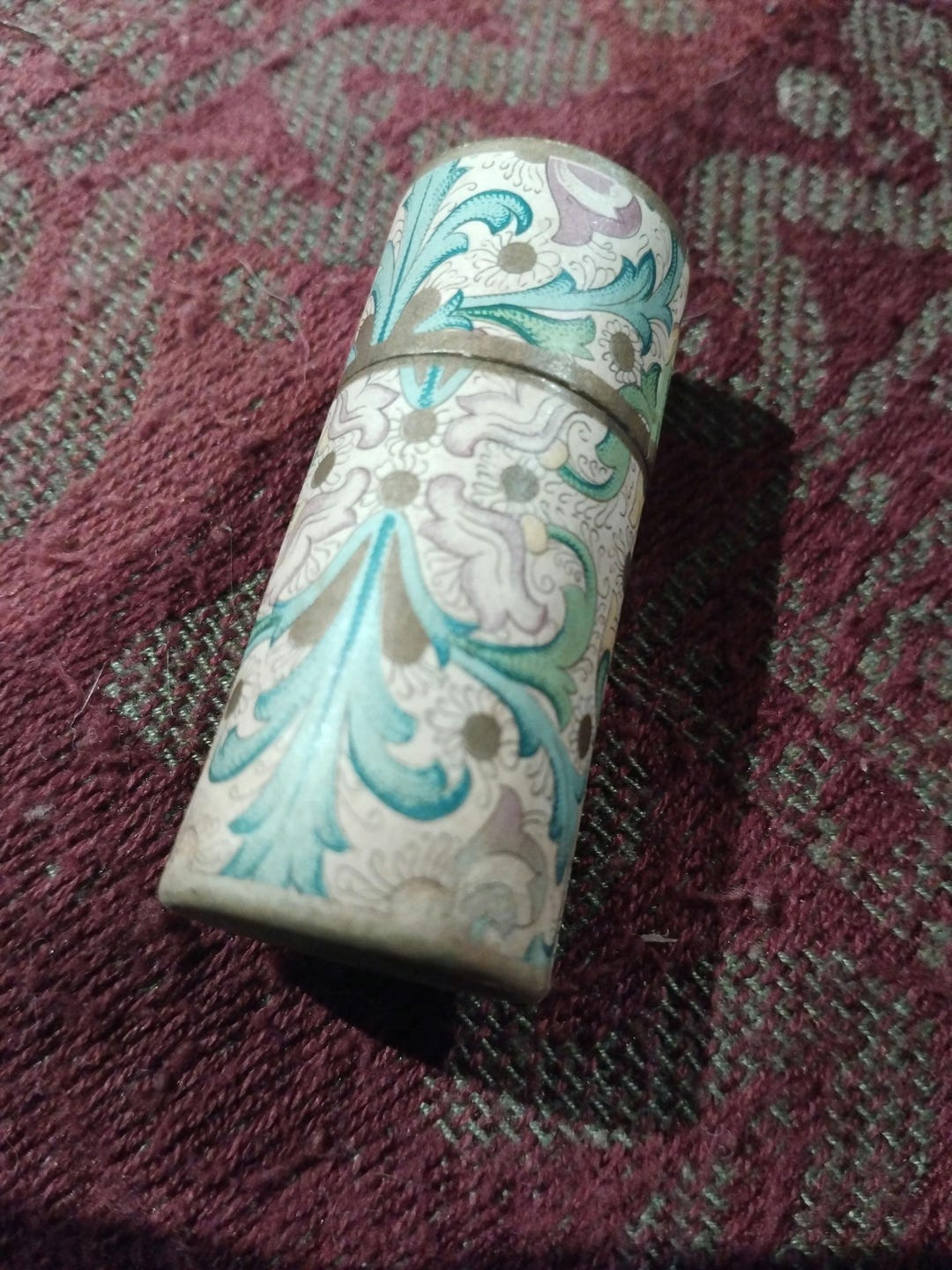 Edwardian Cylindrical Match Box and Matches Turquiose Cream Box C1910 ...