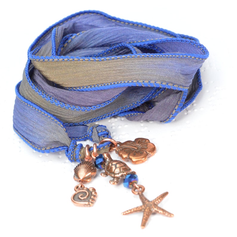 Ocean Wrap Bracelet, Beach Wrap Bracelet, Ocean Wrap Silk Bracelet ...