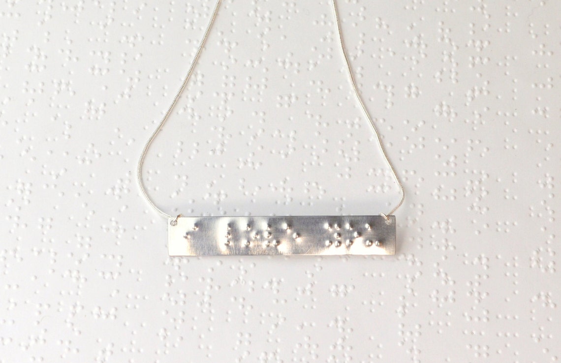 Custom Braille Necklace, Personalized Braille Jewelry, Embossed Braille ...