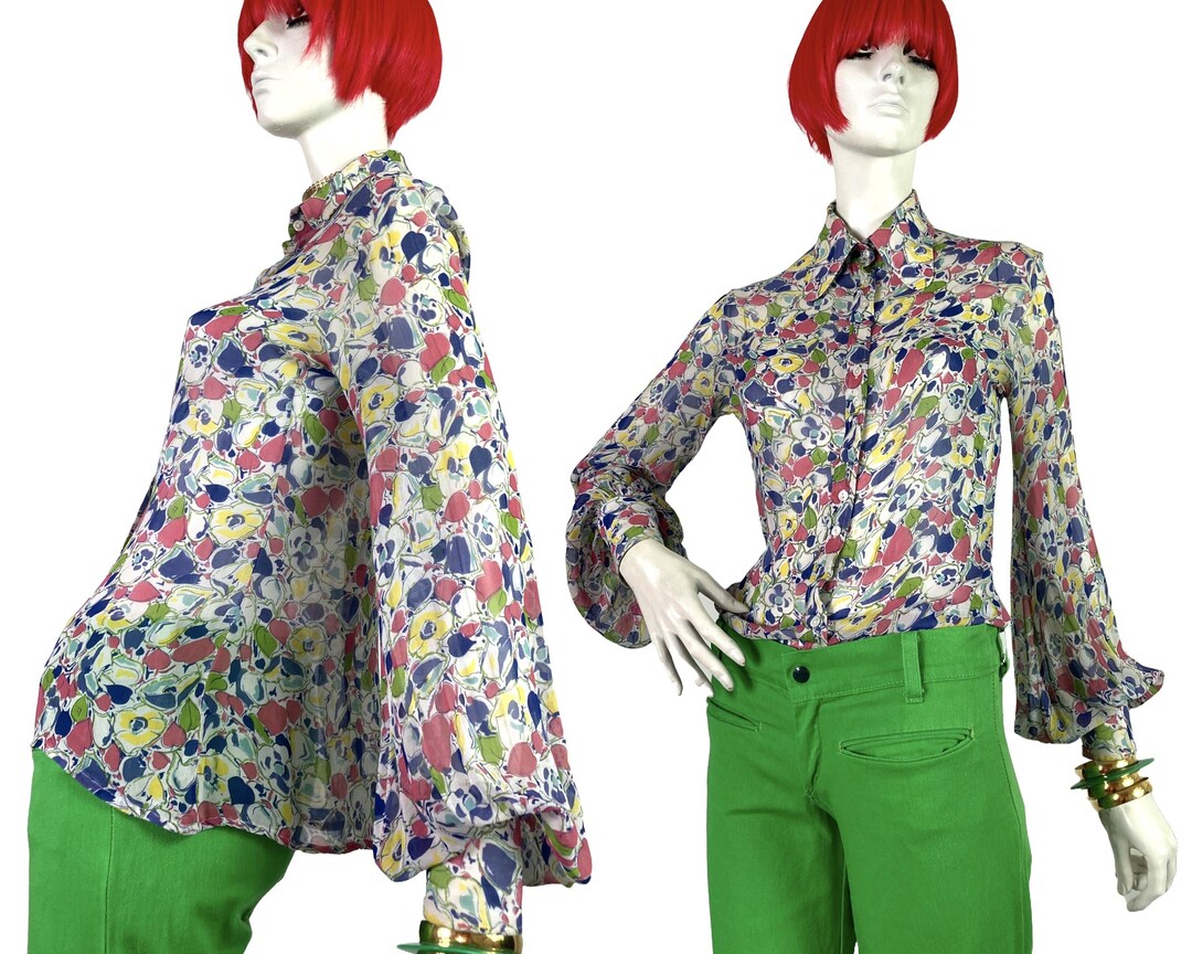 Jeff Banks 1970s Vintage Billowing Balloon Sleeve Shirt Blouse ...