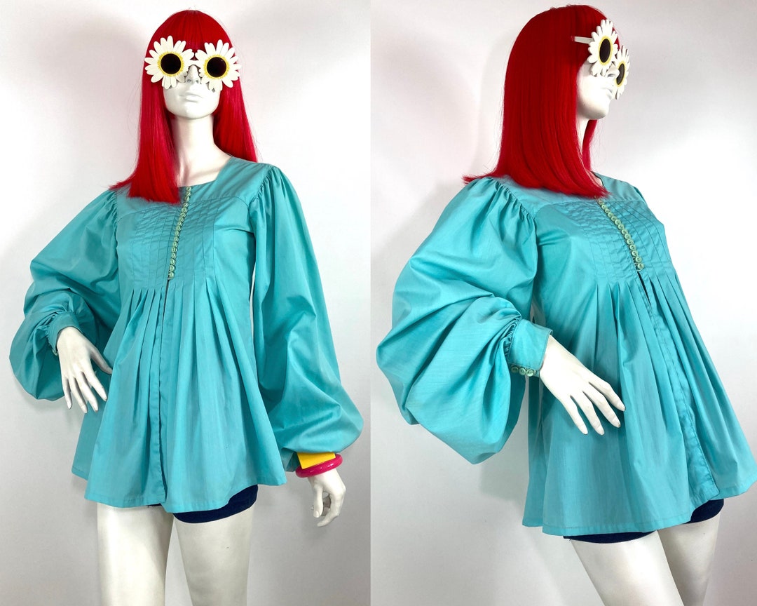 1970s Vintage Alan Gilby Billowing Balloon Sleeve Tunic Smock / Jeff ...