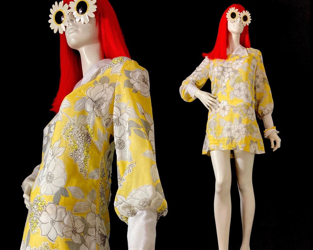 Louis Caring Vintage 1960s Mod Flower Shirt Dress / Flower Power / Go ...