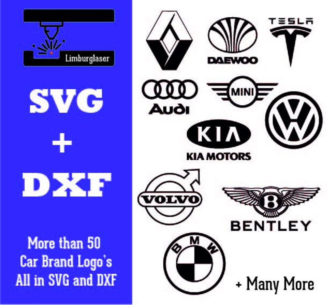 50 Car Brand Logos - Digital Files in SVG Format - Glowforge - Cricut ...