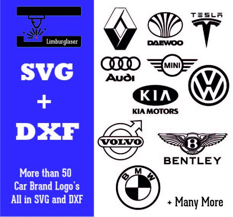 50 Car Brand Logos - Digital Files in SVG Format - Glowforge - Cricut ...