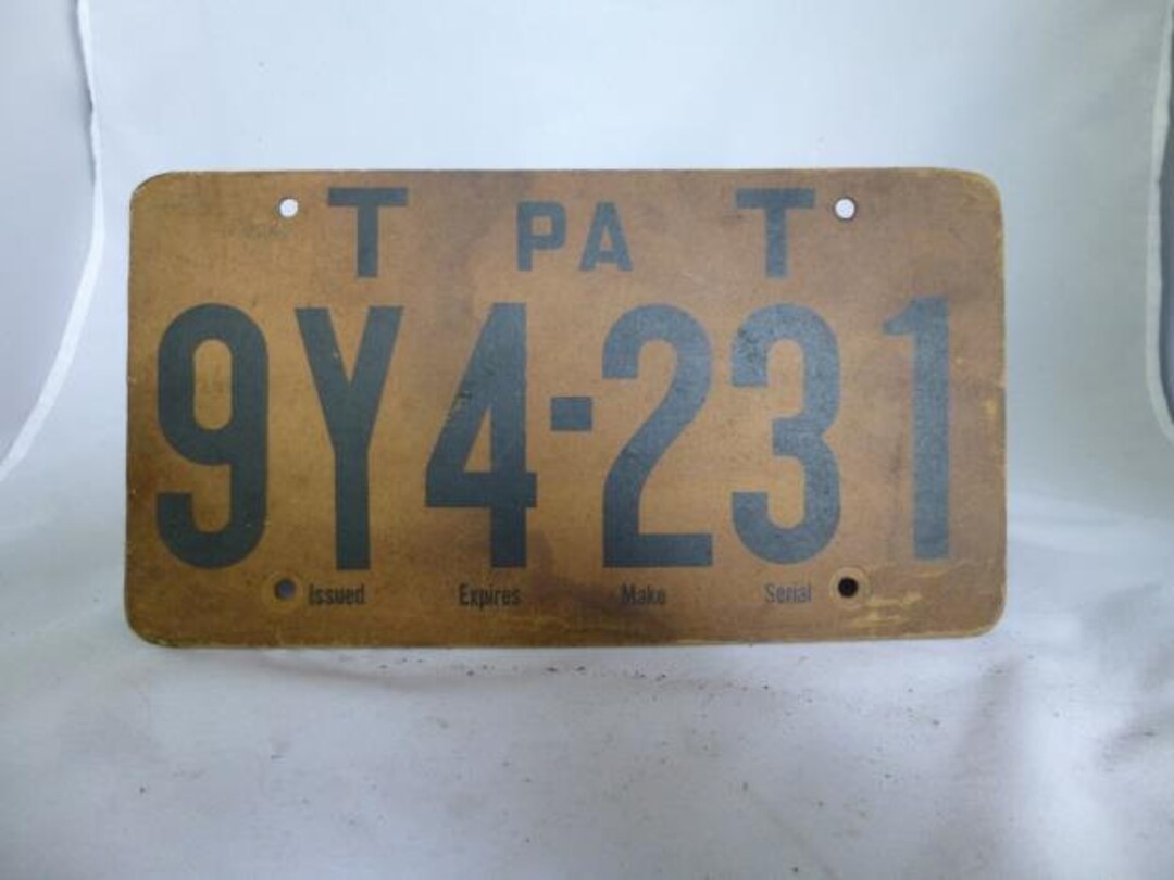 Great Vintage PA Pennsylvania Temporary License Plate Cardboard - Etsy