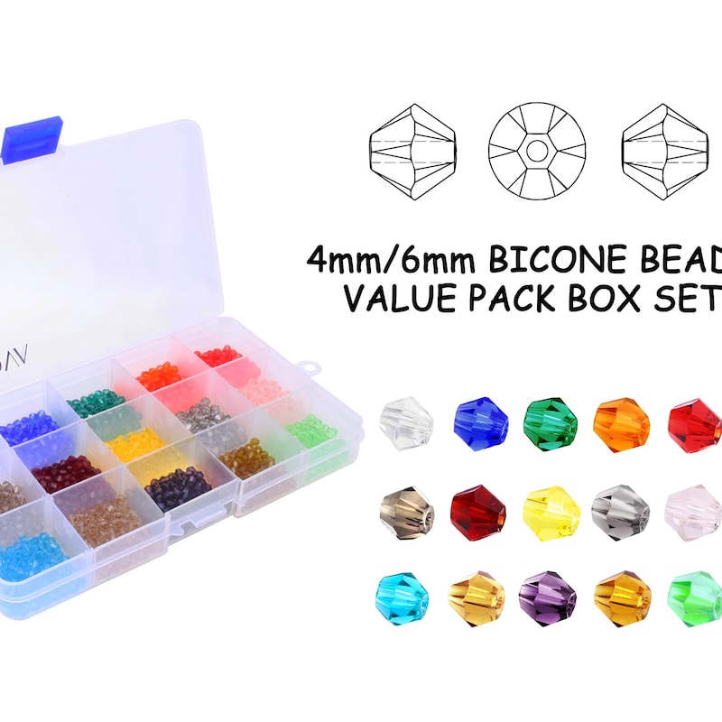 Glass Bicone Beads Set - Etsy