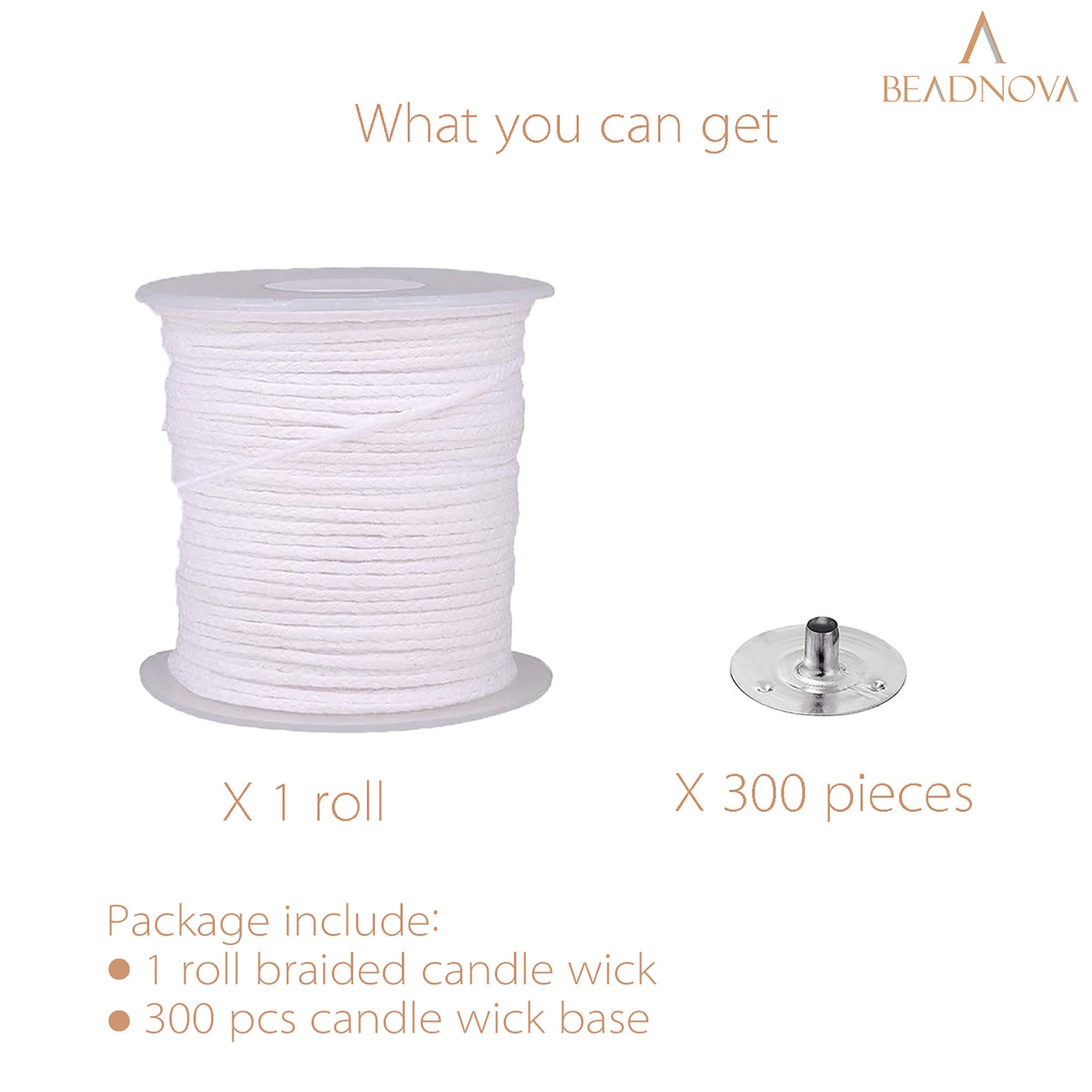Candle Wick 200ft Braided Cotton With 300pcs Candle Wick Base Candle ...