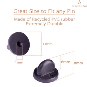 50pcs Rubber Pin Back Rubber Pin Backers Black Color Rubber Pin Backing ...