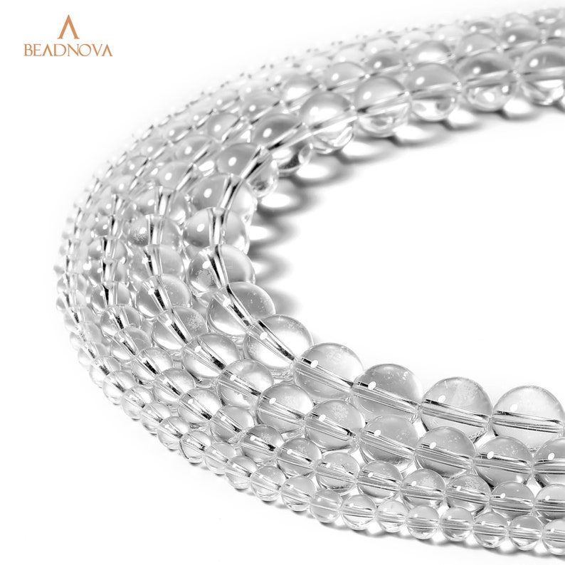 Natural Clear White Crystal Rock Quartz Beads 4-12mm Gemstone Round ...