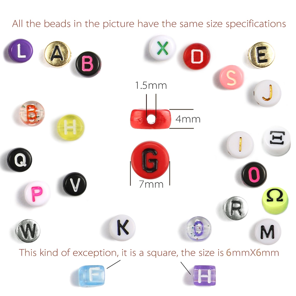 Translucent Jelly Color ABC Alphabet Letter Beads Acrylic Flat Round ...