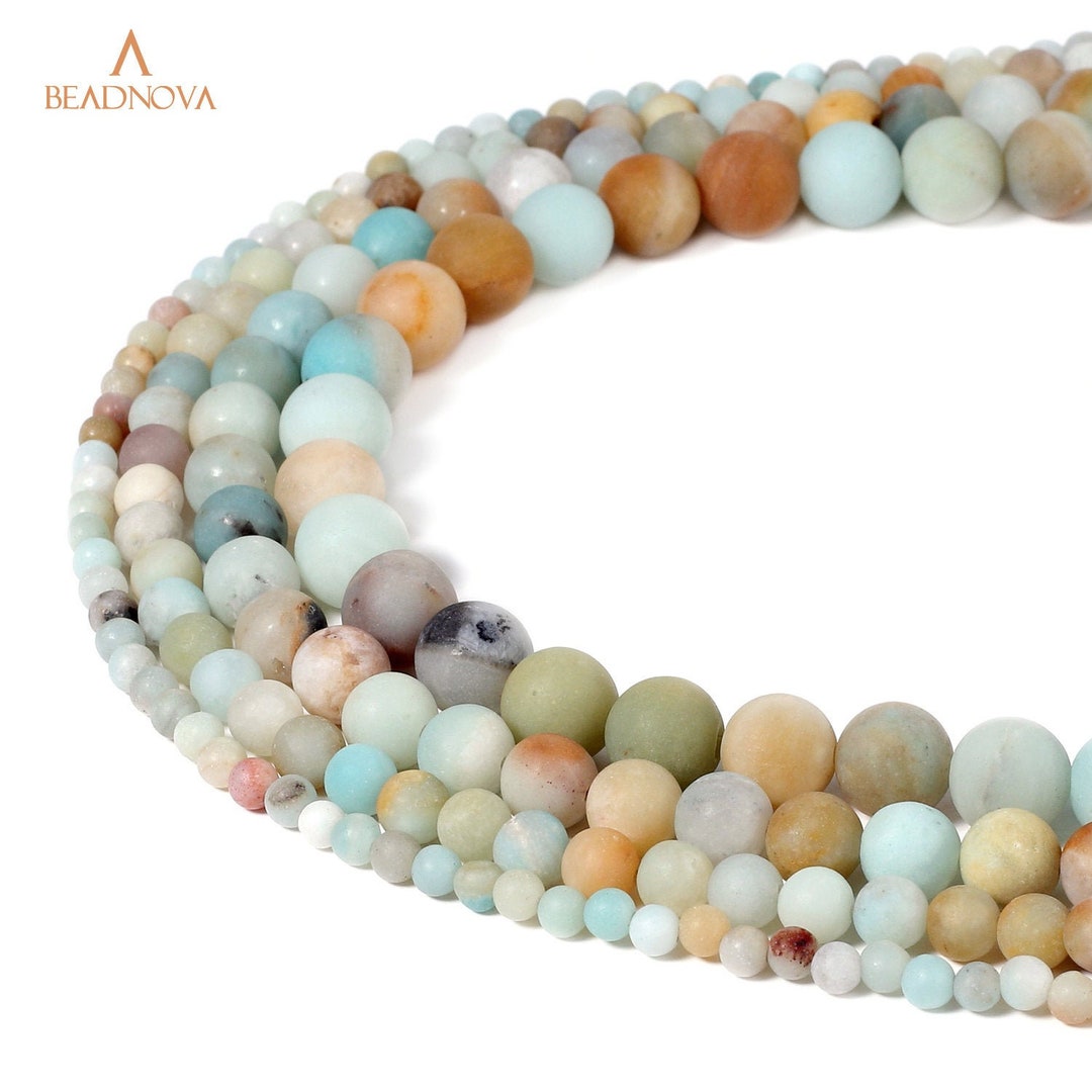 Natural Matte Amazonite Beads Amazonstone Crystal Energy Mix Blue Green ...