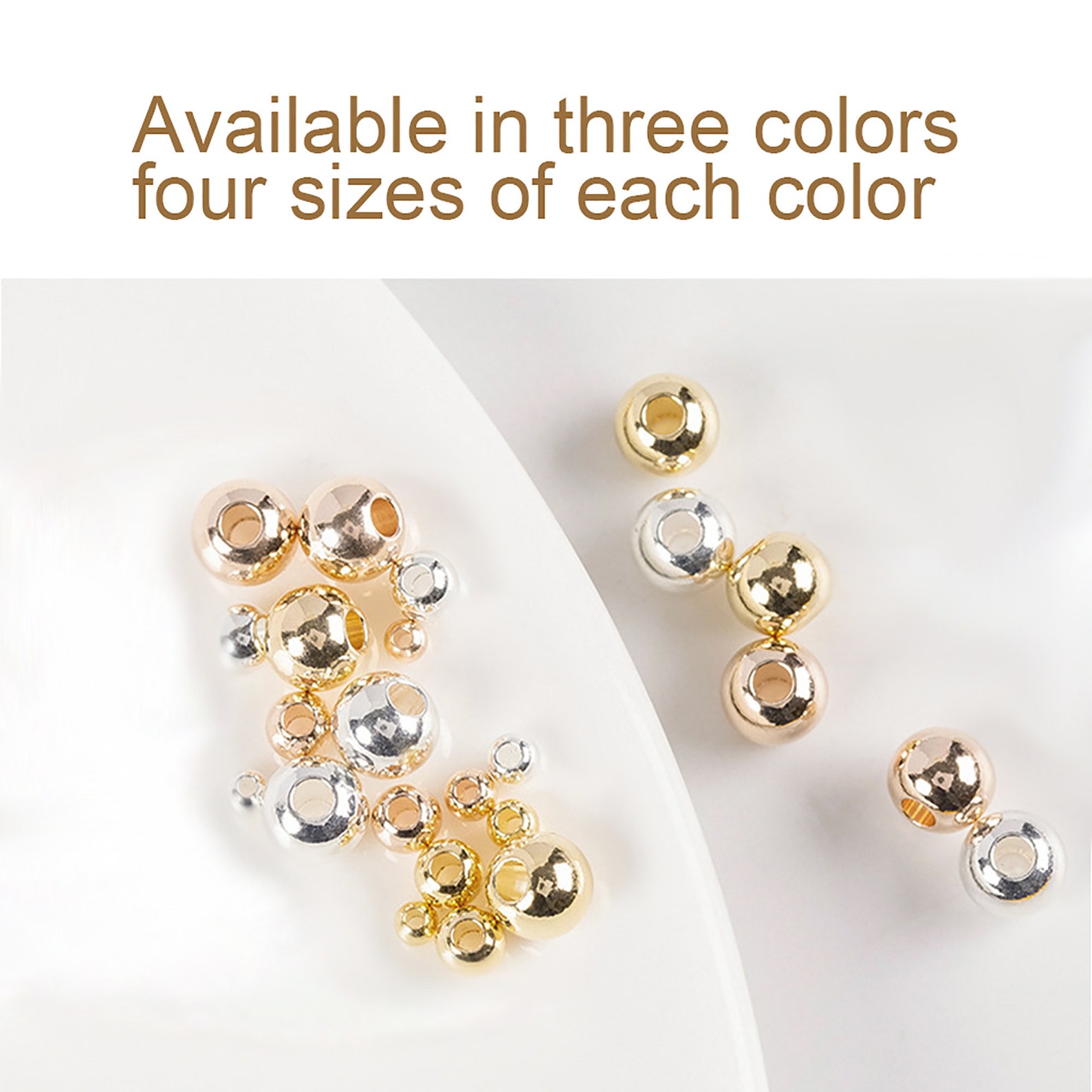 18K Gold Plated Round Spacer Beads Smooth Tarnish Resistance - Etsy