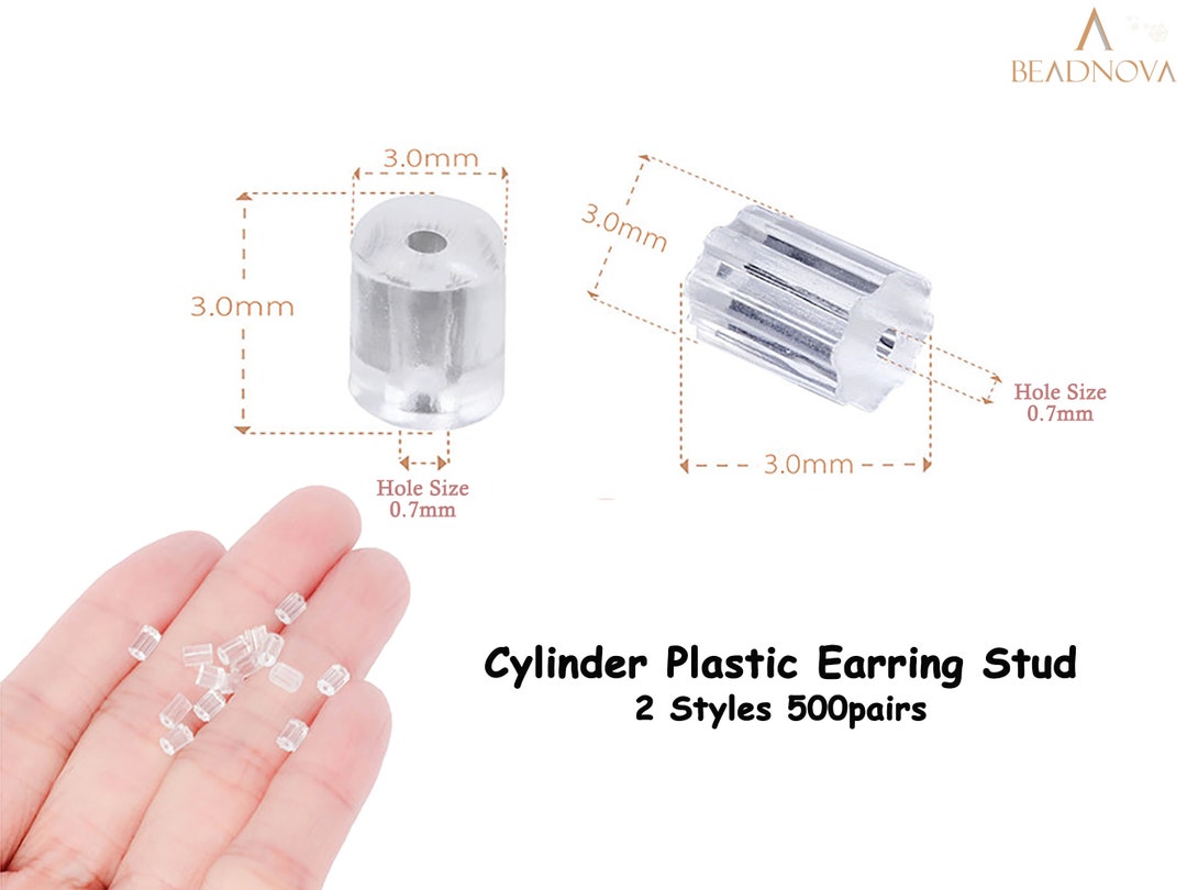 3mm Silicone Cylinder Earring Backs Clear Plastic Rubber Earring Posts ...