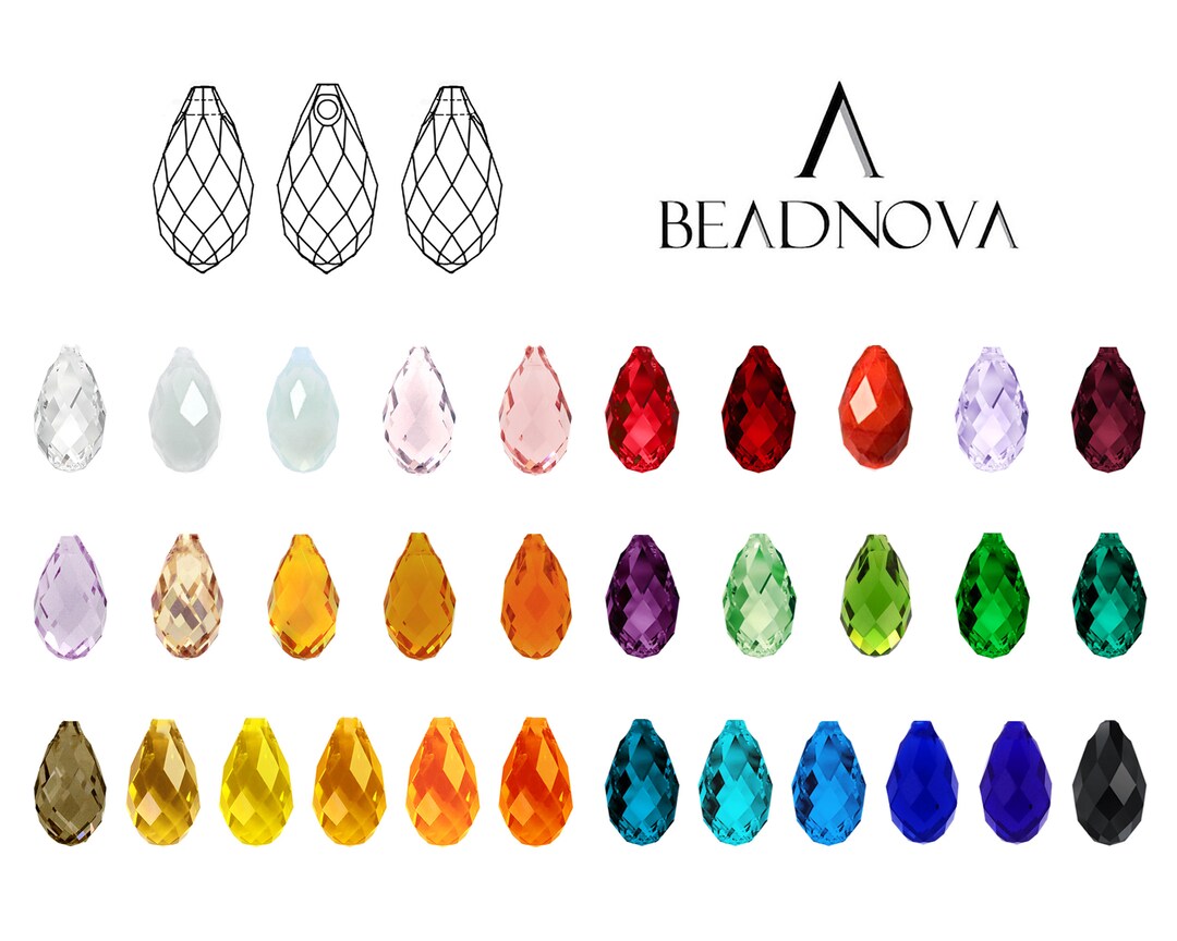Faceted Briolettes Teardrops Crystal Glass Top Drilled Drop Beads Pear ...