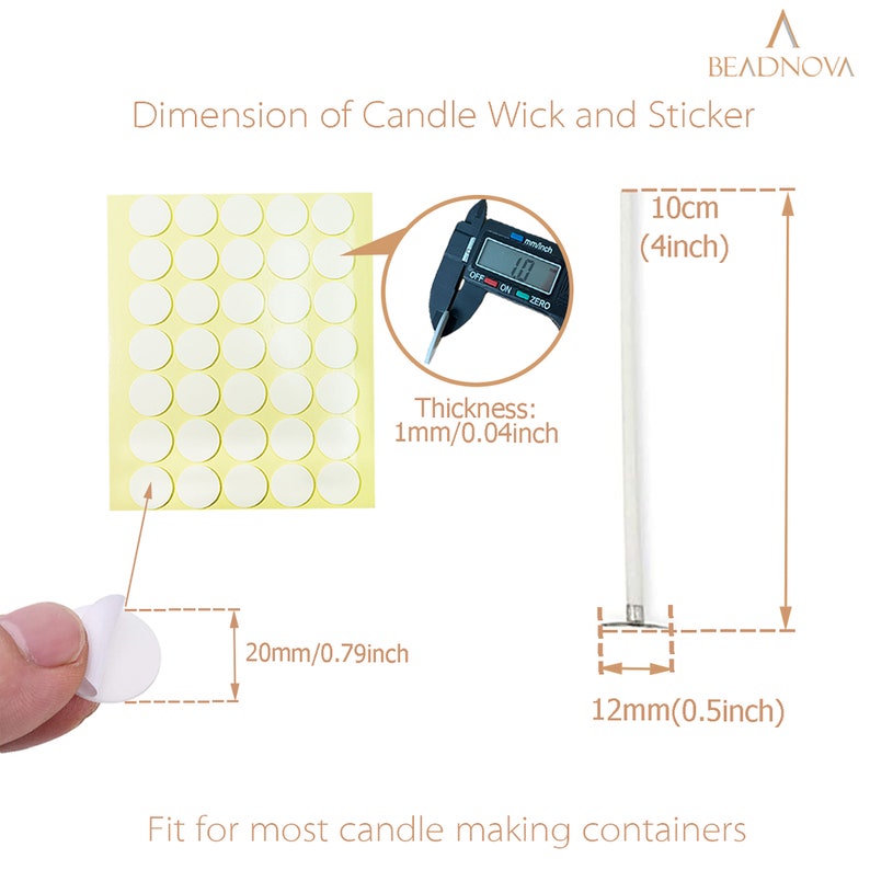 Candle Wick and Candle Wick Stickers Candle Wick Bundle 10/15/20cm Heat ...