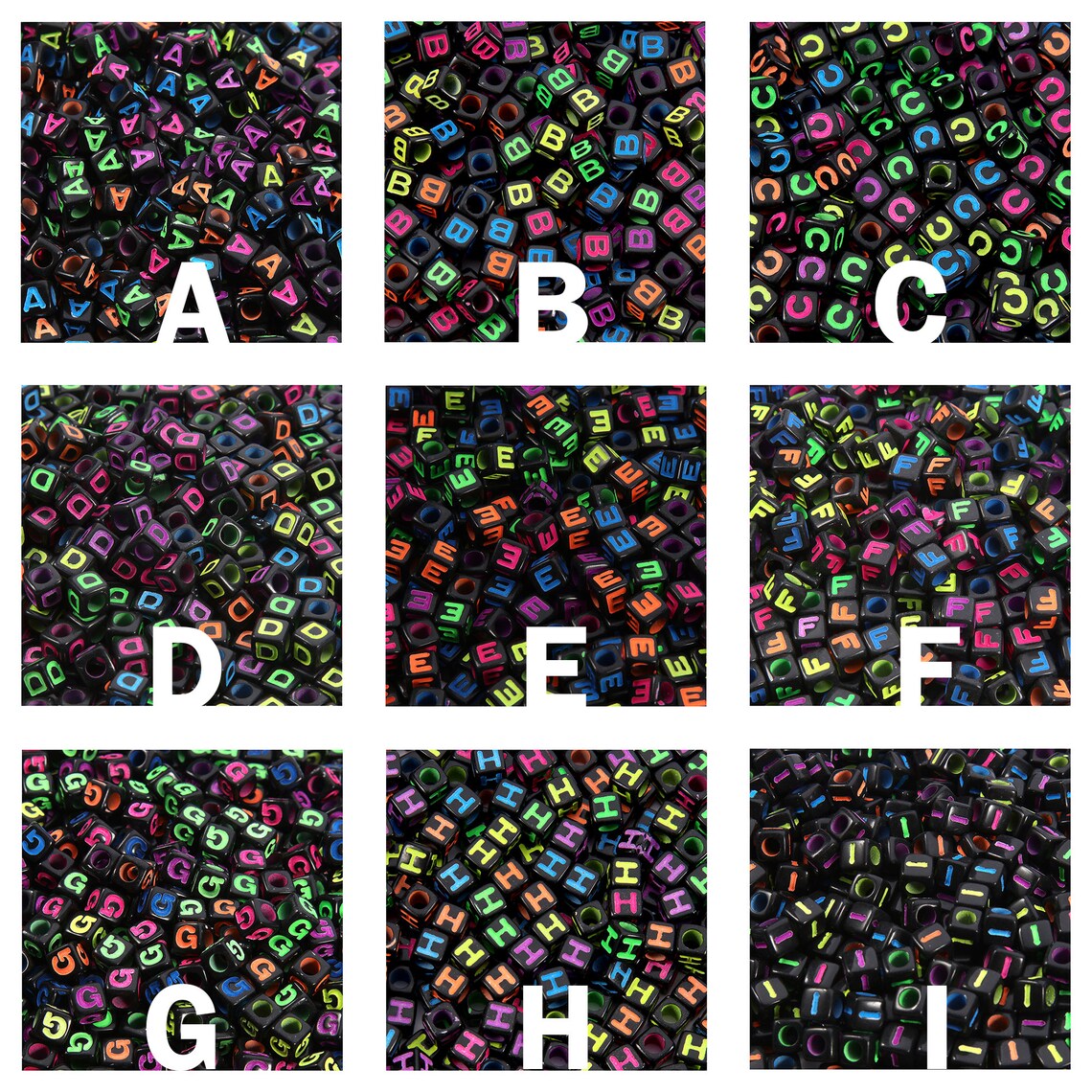 Letter Beads Colorful Acrylic Alphabet Beads Cube for DIY - Etsy