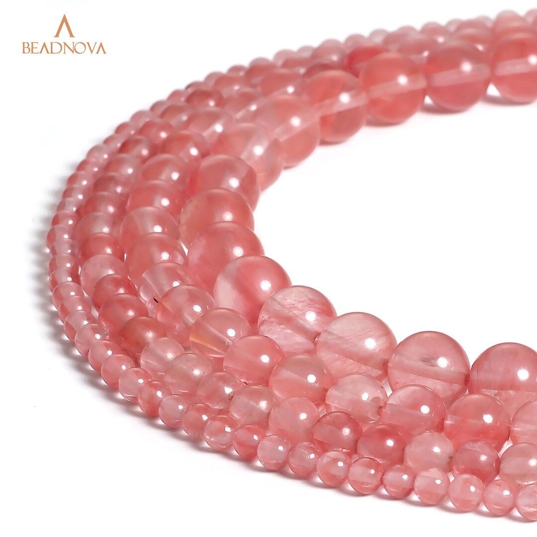 Watermelon Cherry Red Pink Quartz Bead 4-12mm Gemstone Round Loose ...