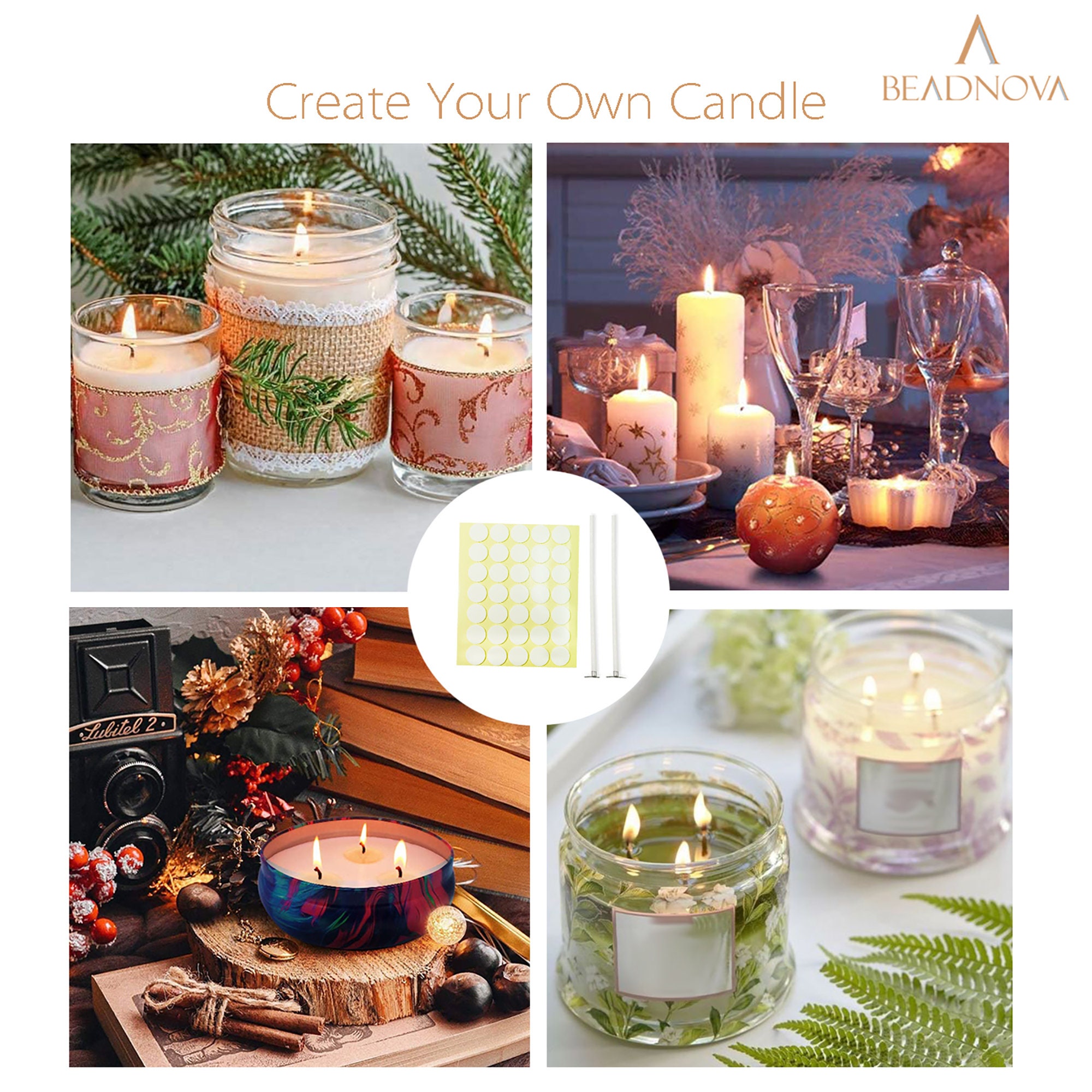 Candle Wick and Candle Wick Stickers Candle Wick Bundle 10/15/20cm Heat ...