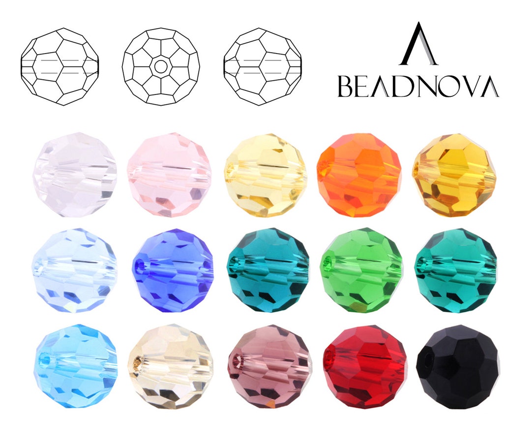 4/6/8/10mm Faceted Beads Classic Round Crystal Glass Beads Fashion ...