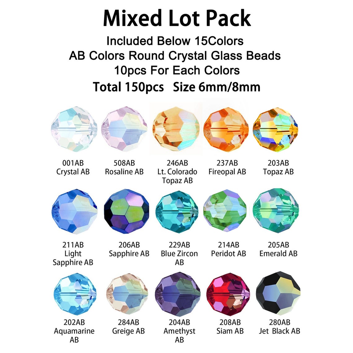 4/6/8mm AB Colors Aurora Borealis Coatings Crystal Round - Etsy