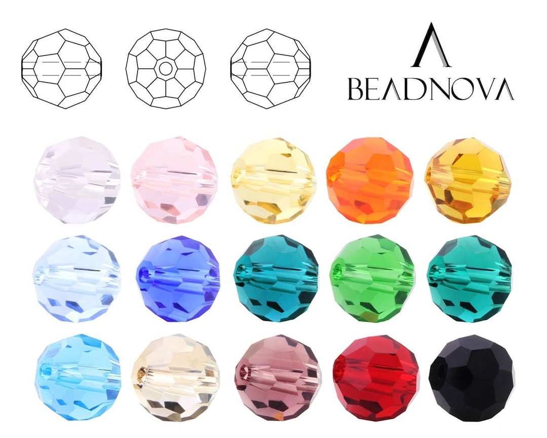 3/4/6/8/10mm Faceted Beads Classic Round Crystal Glass Beads Fashion ...