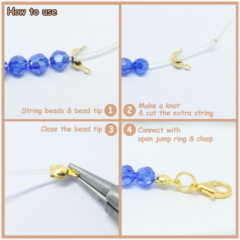 Metal Clamshell Bead Tips Knot Cover End Caps Gold Silver Plated ...