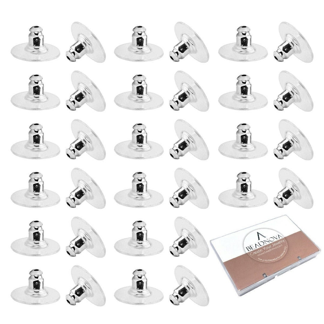 120pcs Silver Disc Earring Backs With Comfort Plastic Disc Pad Clutch ...
