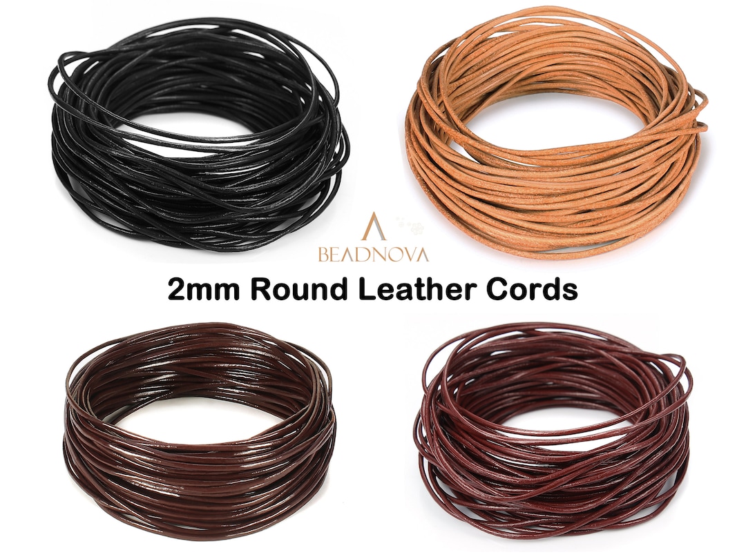 2mm Genuine Round Leather Cords 10m 11 Yards Black Brown Leather Strips ...
